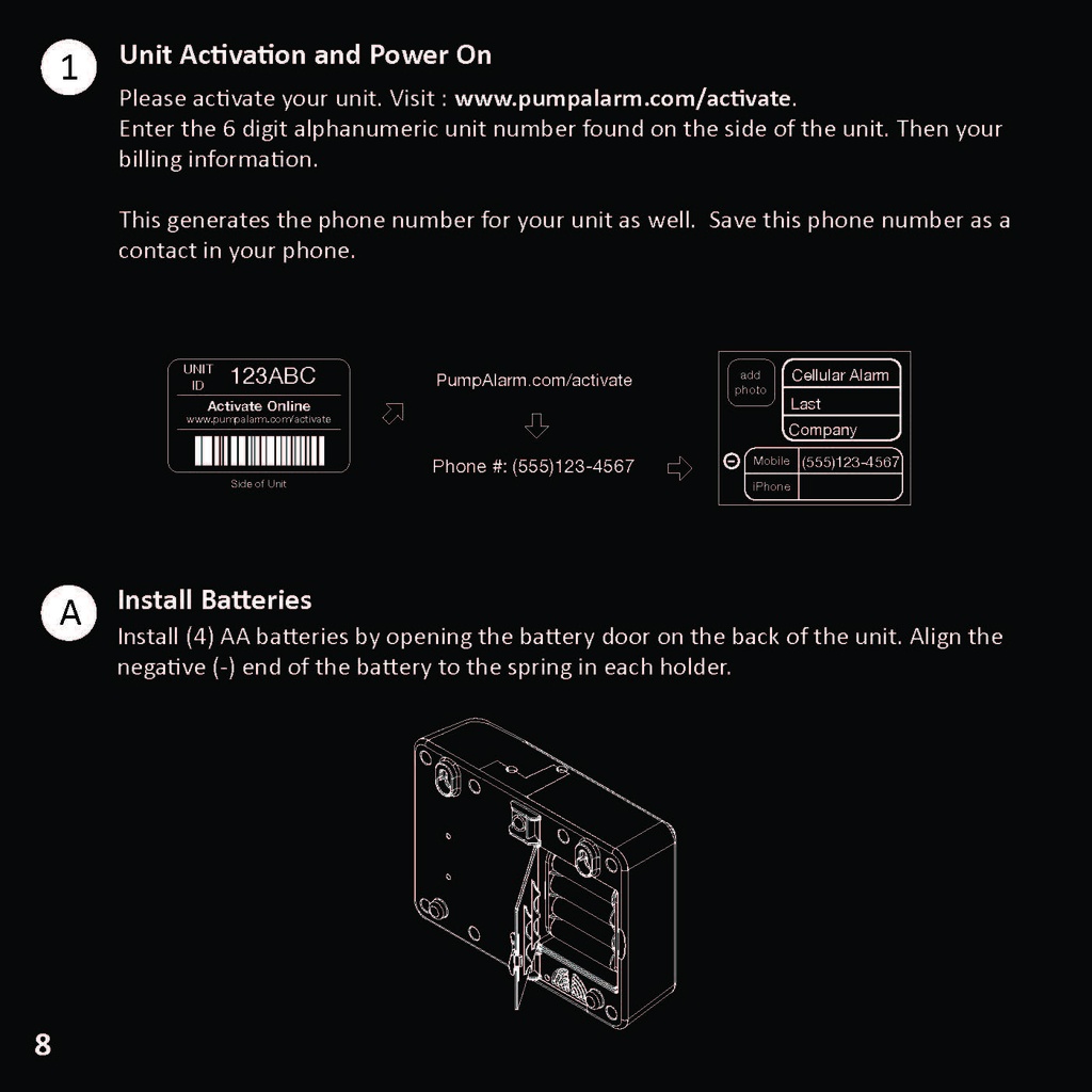 Unit Activation | PumpAlarm